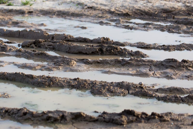 Mud puddle on a dirt road stock image. Image of truck - 105472239