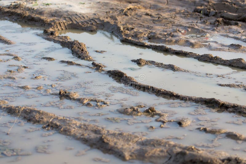 Mud puddle on a dirt road stock photo. Image of pattern - 96880974