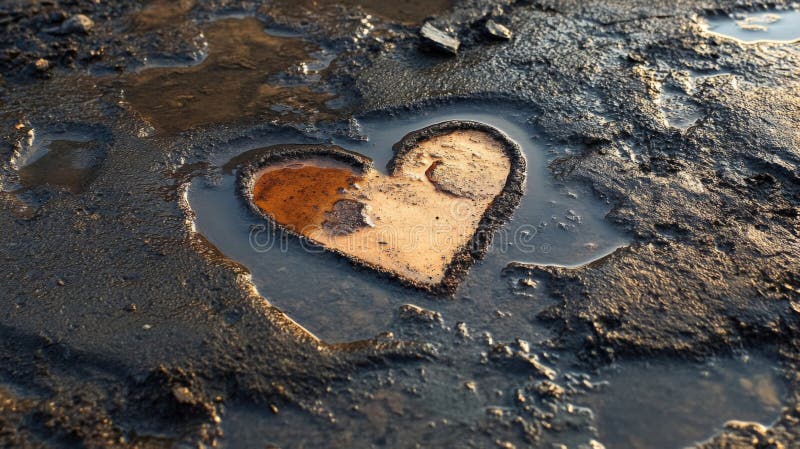Mud Puddle Heart Shaped Water Reflection Stock Illustration ...