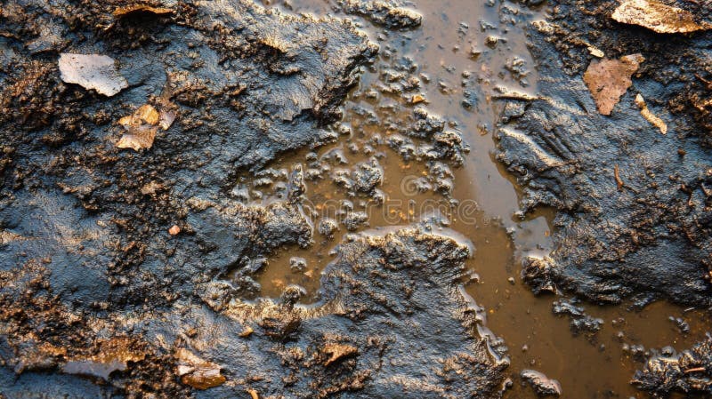 Mud Puddle Texture with Fallen Leaves and Water Stock Illustration ...