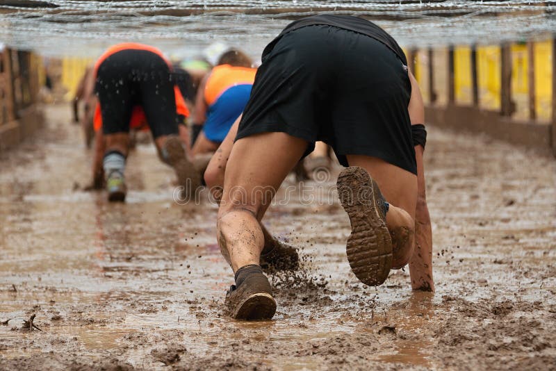 Mud race runners stock photo. Image of race, dirty, outdoor - 96418390