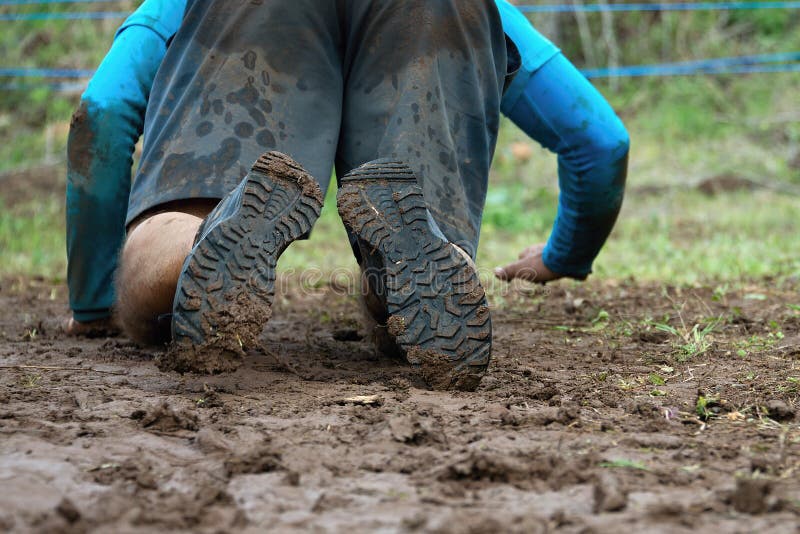 Mud race runners stock photo. Image of exercise, endurance - 69605426