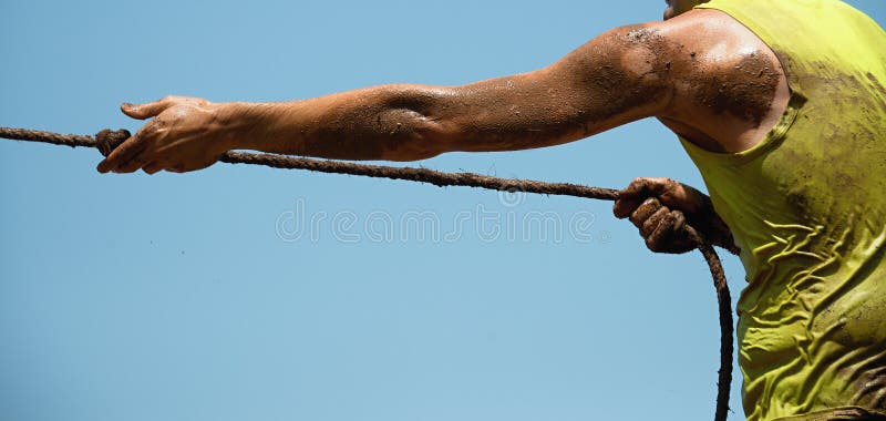 Mud race runners stock photo. Image of hands, strong - 98039278