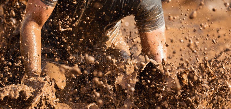 Mud race runners stock image. Image of courage, athlete - 126787055