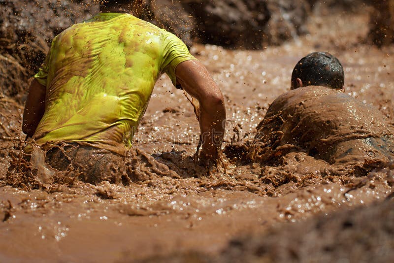 Mud race runners stock photo. Image of runner, splashing - 120611406