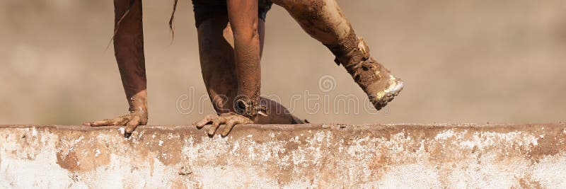 Mud race runners stock image. Image of participant, marathon - 241425291