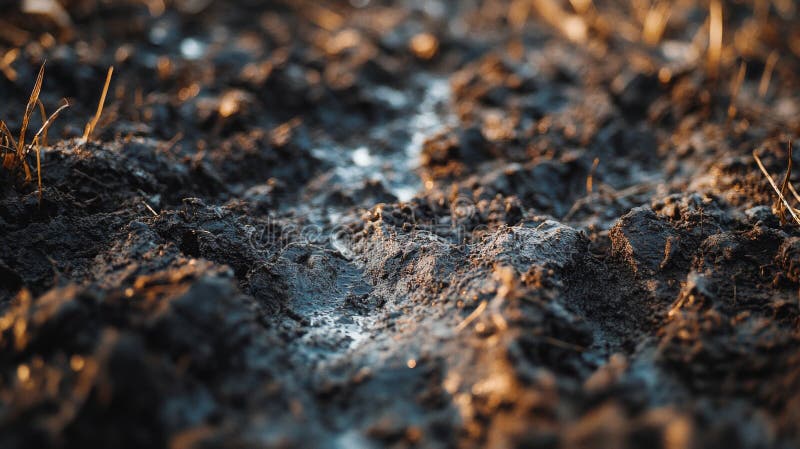 Mud Terrain Water Stream Golden Hour Light Stock Illustration ...