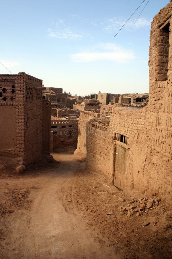 Mud town, western China stock image. Image of oasis, tombs - 28623199