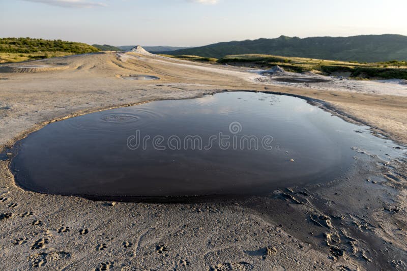 Mud Volcano Landscape Reflection Stock Photo - Image of volcanic ...
