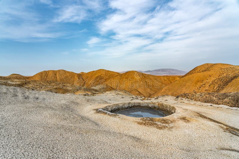 Mud Volcano in Mountains. Amazing Natural Phenomenon Stock Image ...