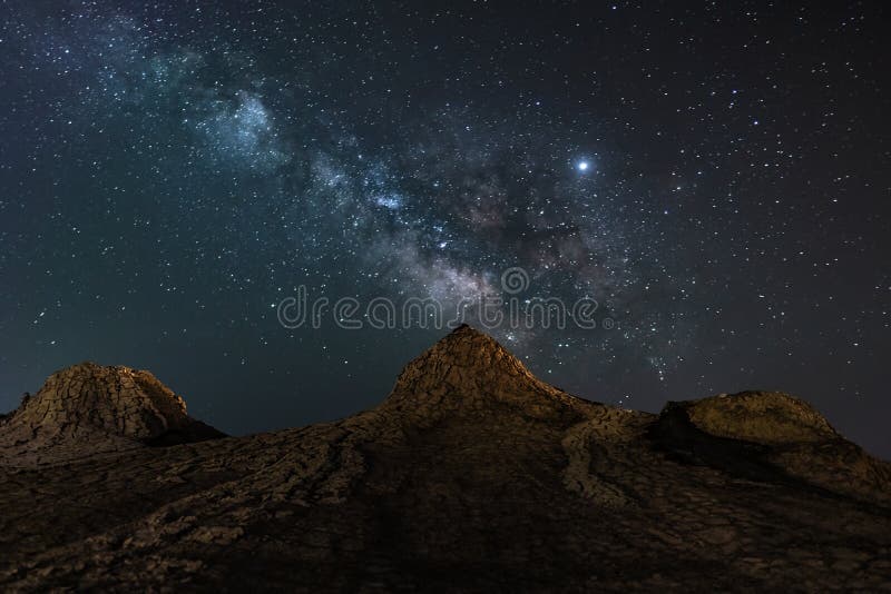 Mud Volcano in the Starry Night Stock Image - Image of galaxy, freedom ...