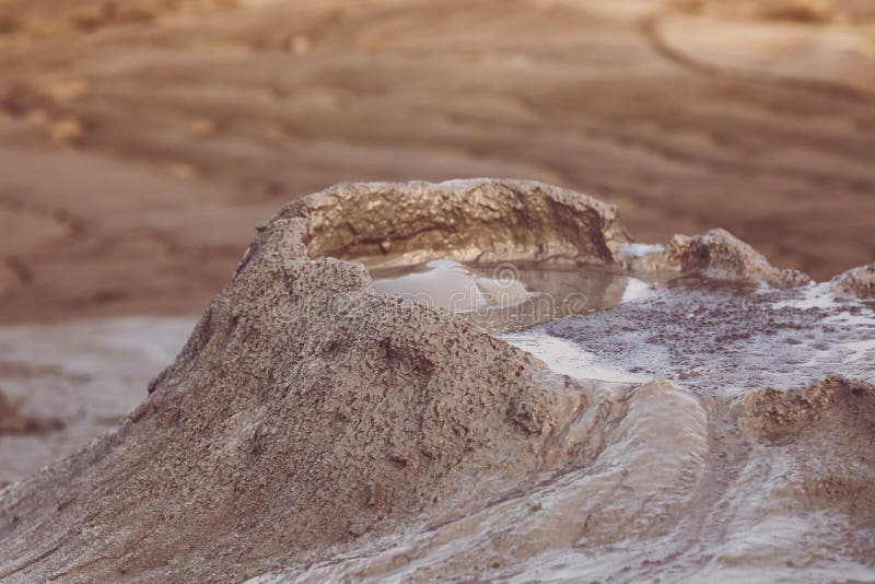 Mud Volcano at Sunset Light Stock Image - Image of landscape, geology ...
