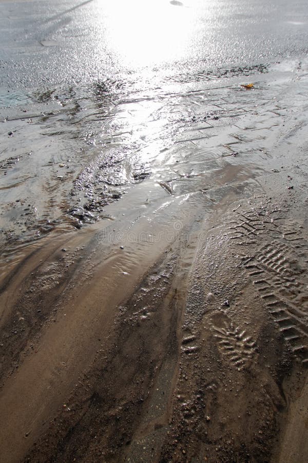 Mud and Water on the Sidewalk in Spring Stock Image - Image of vertical ...