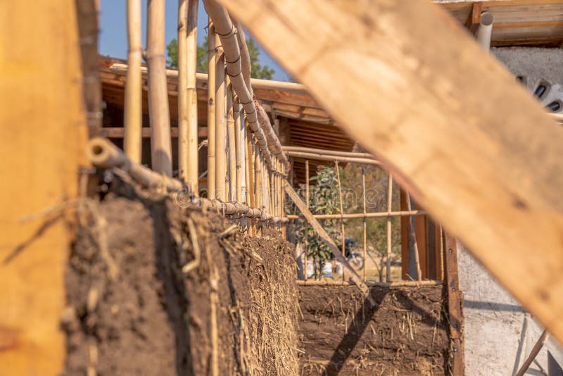 Mud and Wood Wall with Bioconstruction Technique Stock Image - Image of ...