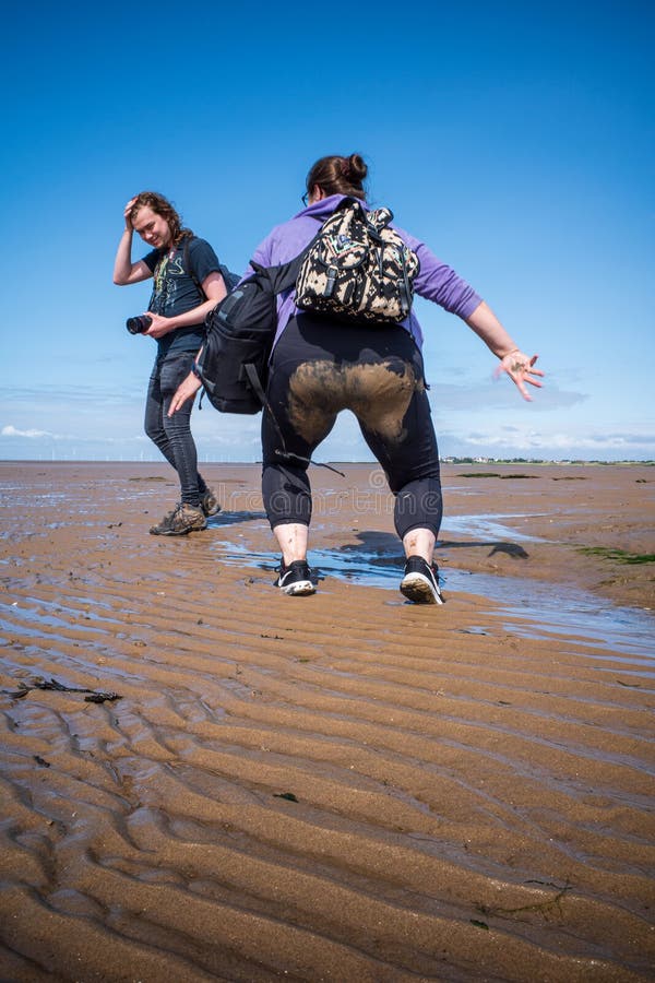 Muddy Bottom on a Young Woman after Slipping in a Mud Puddle on the ...