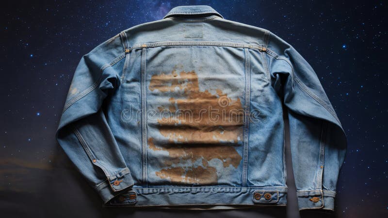 Muddy Denim Jacket Back View, Night Sky High Quality Image Stock ...