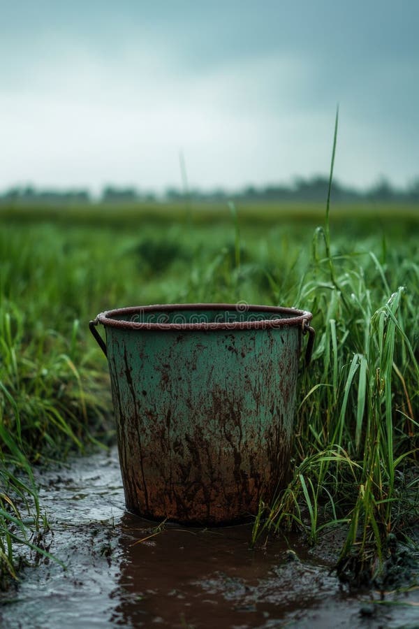 Muddy Field Bucket stock image. Image of country, nature - 376300389