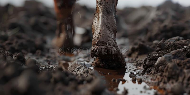 Muddy Footsteps. Created by Generative Artificial Intelligence Stock ...