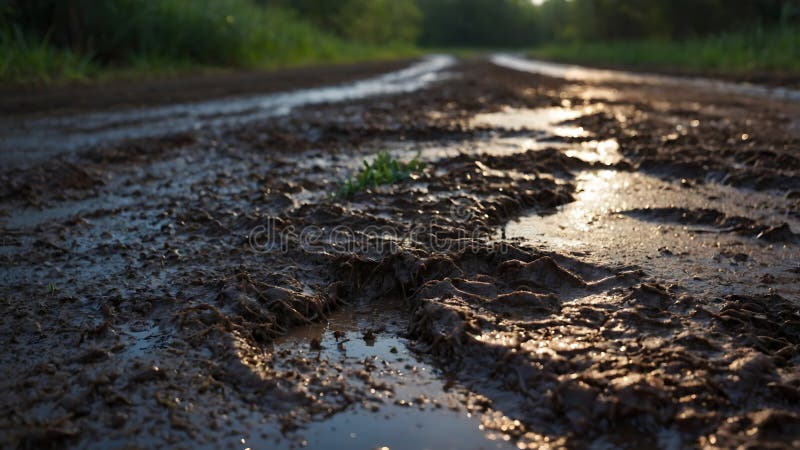 Muddy Ground Featuring Wet Soil and Puddle Formation Stock Illustration ...