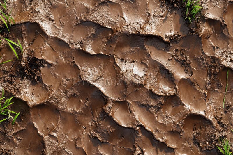 Muddy Ground with Grass Sprouts on Overcast Day. Artificial ...