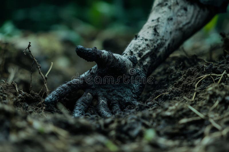 A Muddy Hand Reaching from the Soil Stock Illustration - Illustration ...