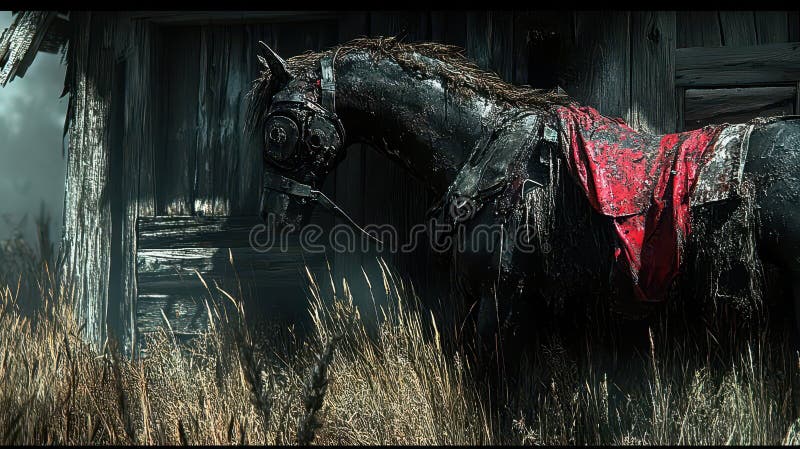 Muddy Horse, Rustic Barn stock illustration. Illustration of aged ...