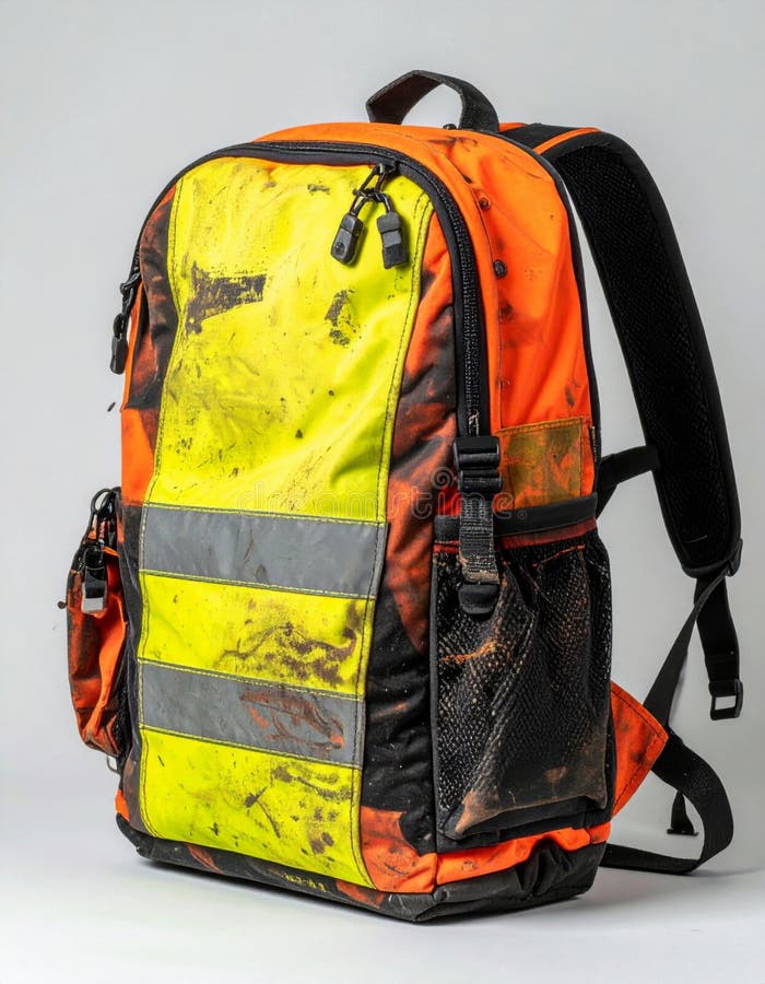 Muddy Orange and Yellow Backpack with Reflective Strip Stock ...