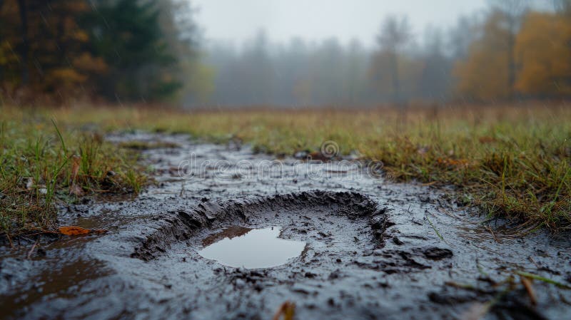 Muddy Path Puddle Forest Overcast Day Stock Photos - Free & Royalty ...