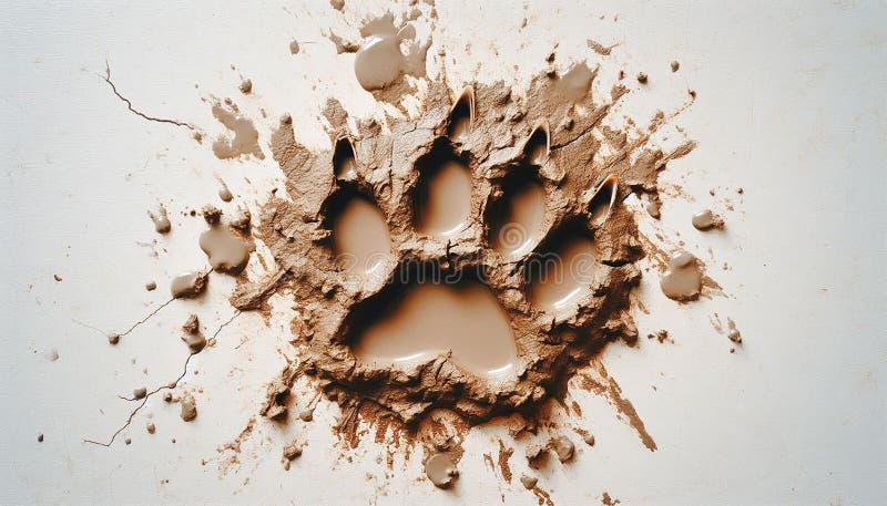 Muddy Paw Print on Ground Surface Stock Illustration - Illustration of ...