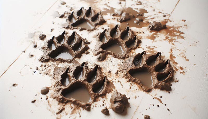 Muddy Paw Prints on a Surface Stock Illustration - Illustration of adventure, scenery: 341692488