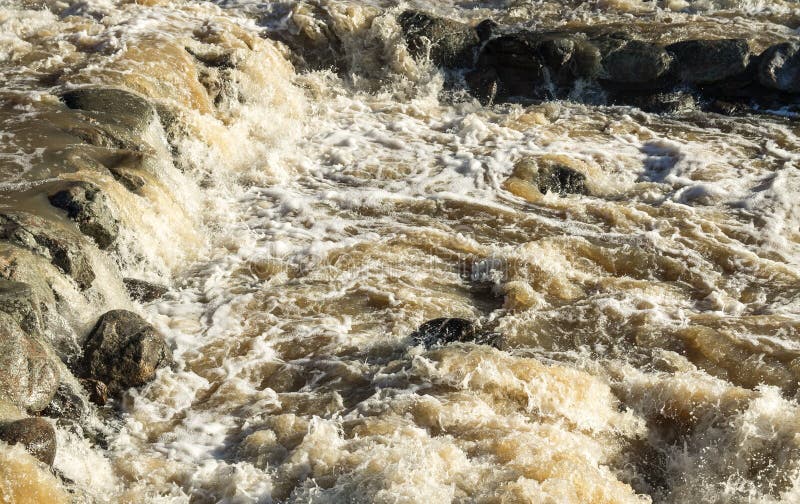 Muddy Rapid Flowing Over Rocks Stock Photo - Image of summer, splash ...