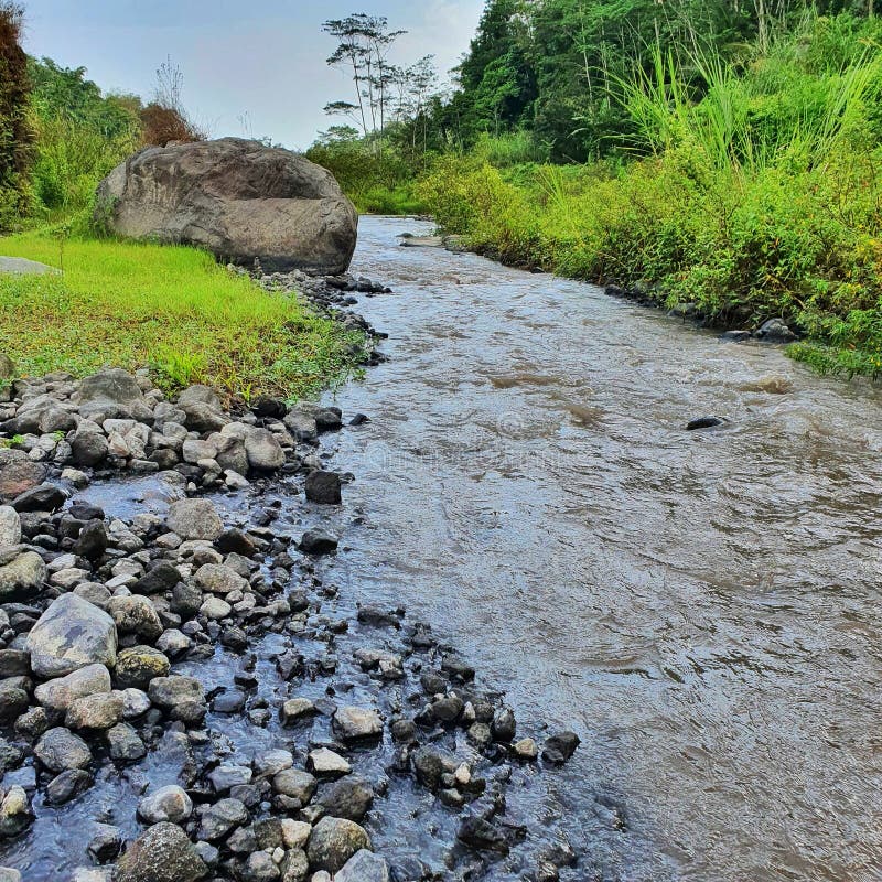 Muddy River from Asphalt Mining Flows into a Large River Stock Image ...