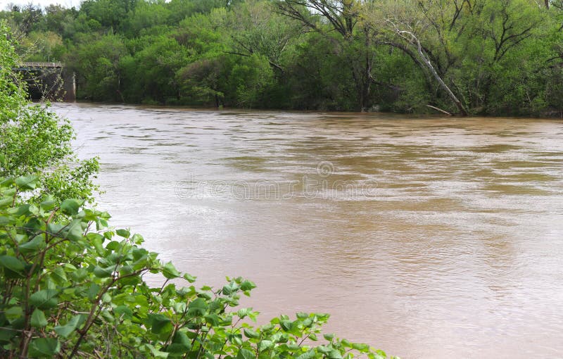 Muddy River, Bridge, and Greenery Stock Photo - Image of rivers, edge ...
