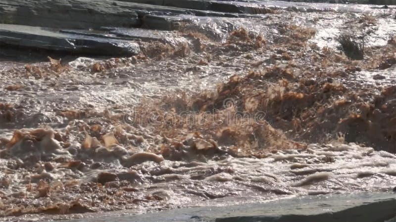 Muddy River Flooded after Heavy Rain Storm Slow Motion Stock Footage ...