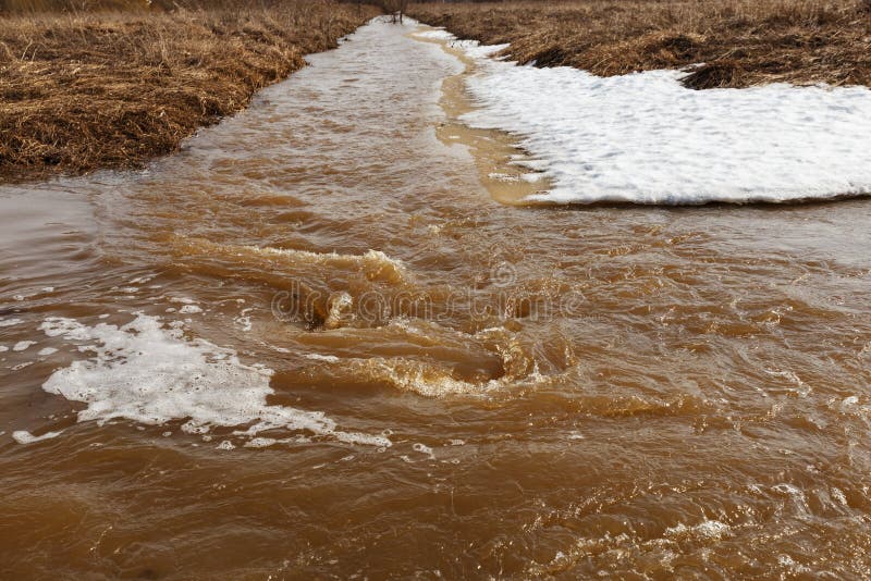 Muddy river water stock image. Image of snow, nature - 246651835