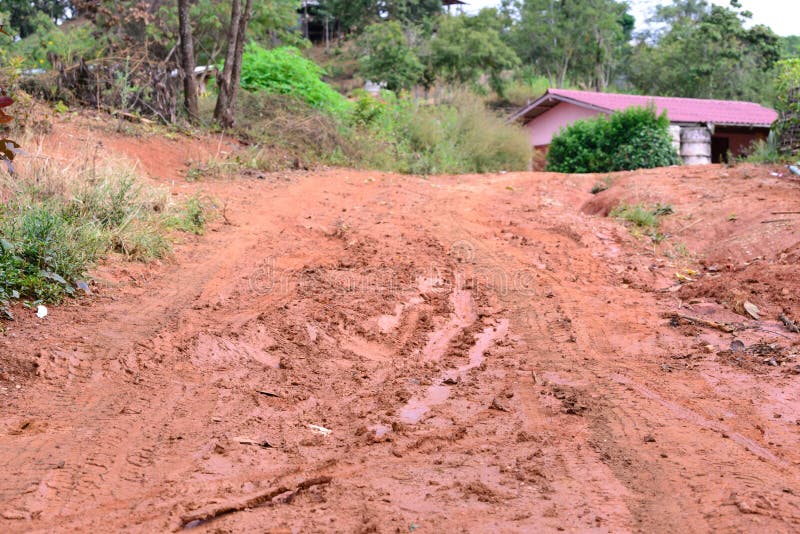 Muddy Road in Countryside Village Stock Image - Image of path, lane ...