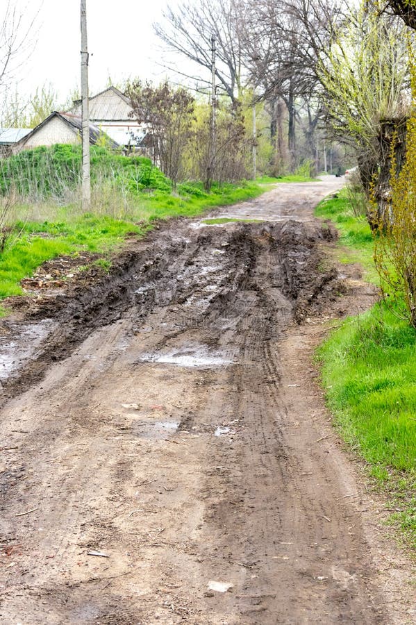 Muddy road stock photo. Image of street, dirty, mark - 92677420