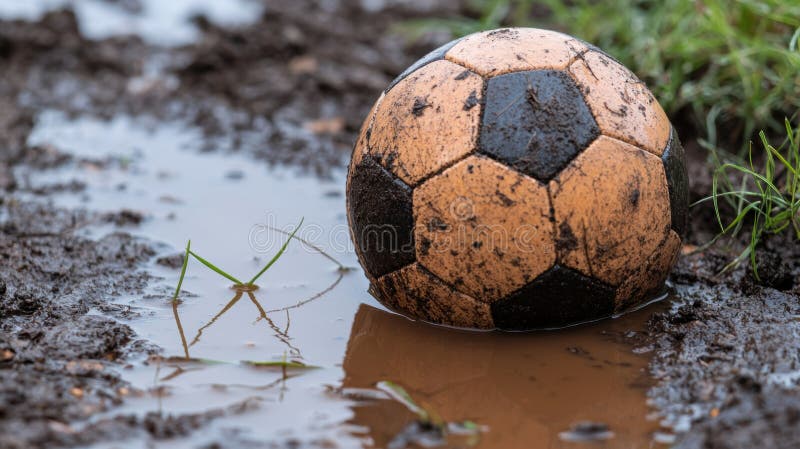 Muddy Soccer Ball in Puddle Stock Illustration - Illustration of ...