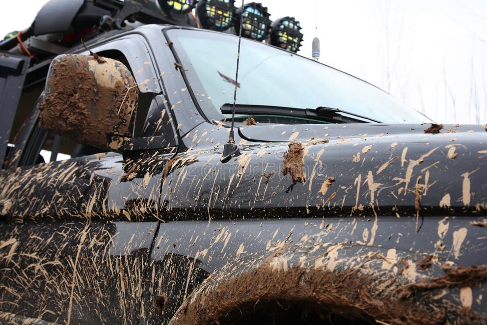 Muddy Sport Utility Vehicle. Stock Photo - Image of black, windshield ...