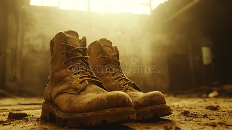 Muddy Work Boots in Abandoned Building Stock Illustration ...