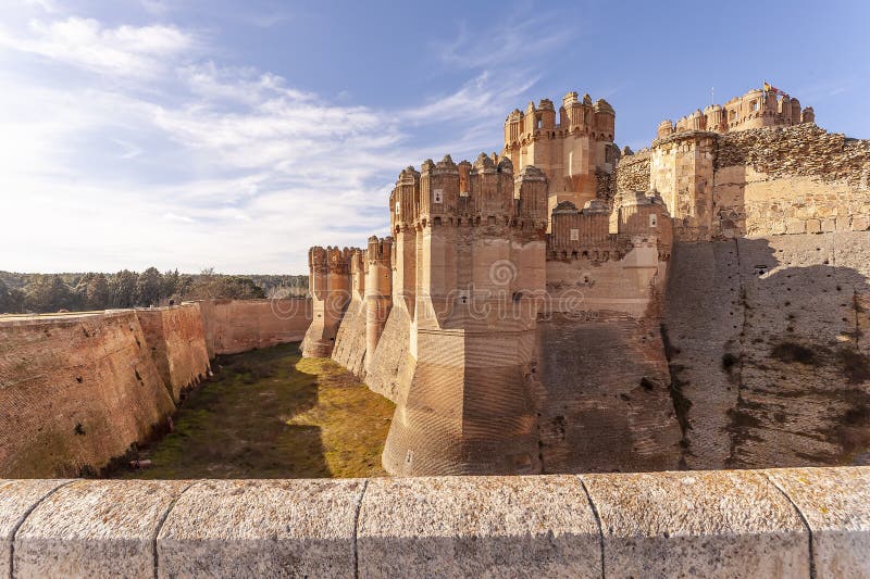 Mudejar Gothic Castle of Coca in Segovia- Spain. Stock Photo - Image of ...