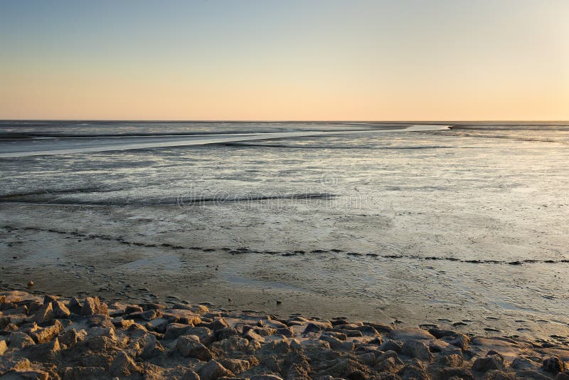 Mudflat Landscape at Sunset Stock Image - Image of flat, ocean: 49430387
