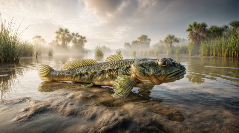 A Mudskipper Fish Resting on a Muddy Surface Stock Illustration ...