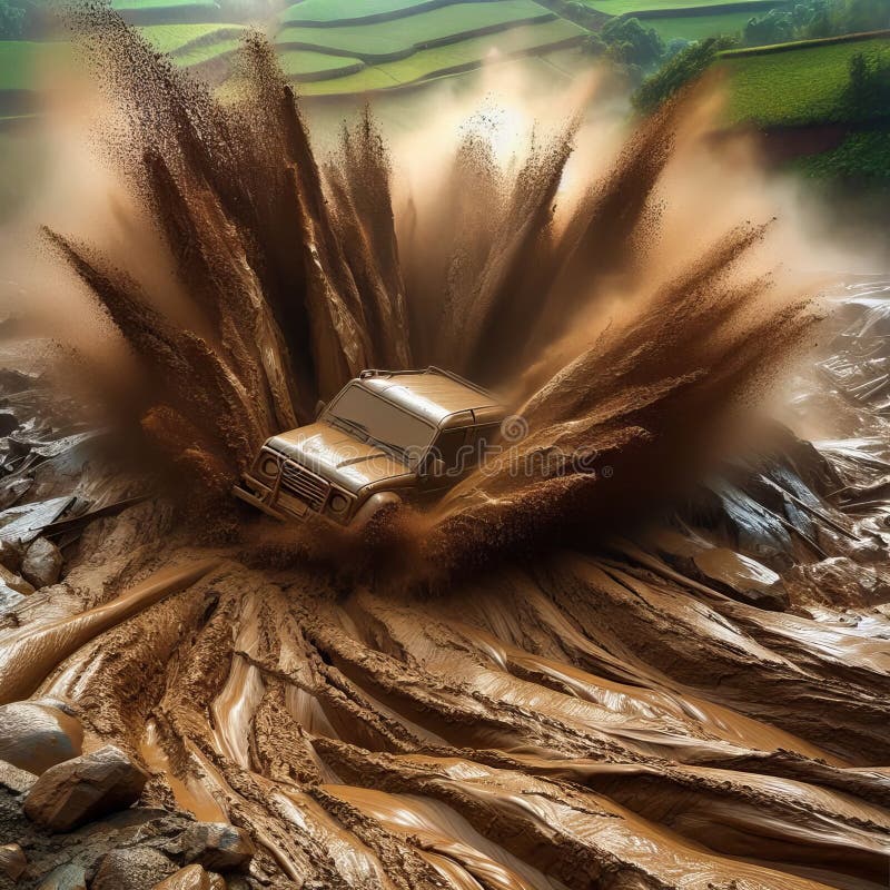 Mudslide a Type of Landslide Where Wet Mud and Debris Rapidlymo Stock ...