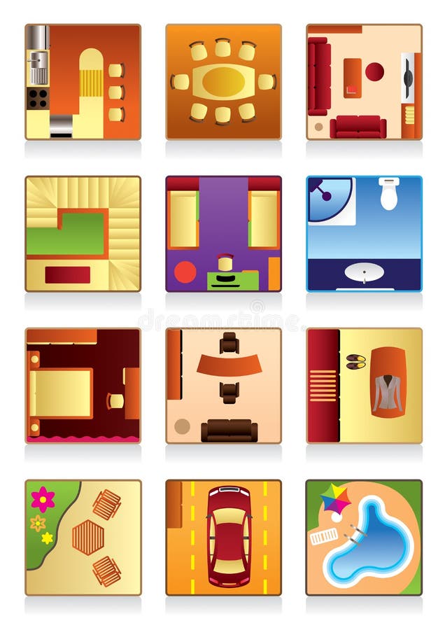 Muebles De Los Cuartos De La Casa Ilustración del Vector - Ilustración ...