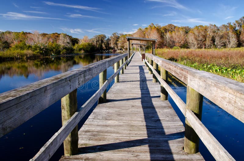 Muelle Viejo En Un Lago De Agua Dulce, La Florida Foto de archivo ...