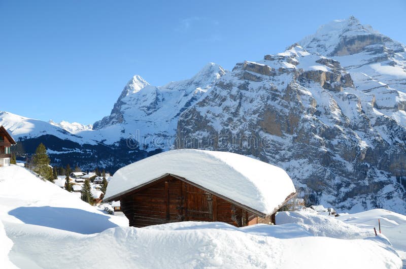 Muerren, Swiss Skiing Resort Stock Photo - Image of architecture ...