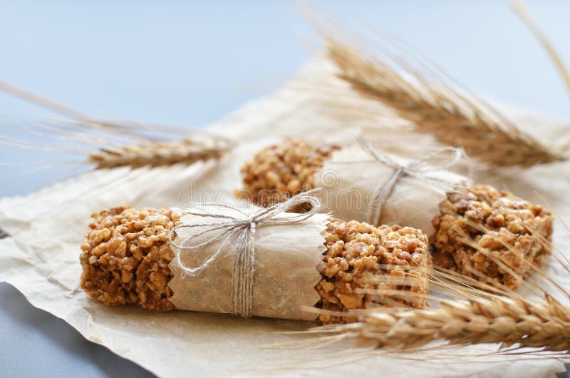 Muesli bars with wheatear stock image. Image of natural - 101204939