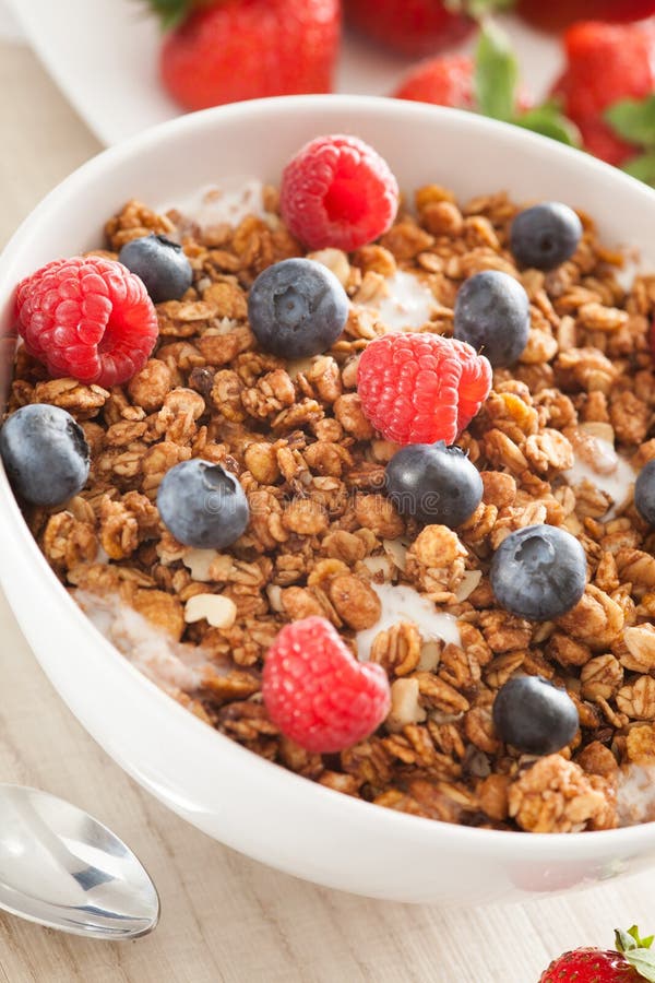 Muesli with berries stock image. Image of served, dieting - 33668743