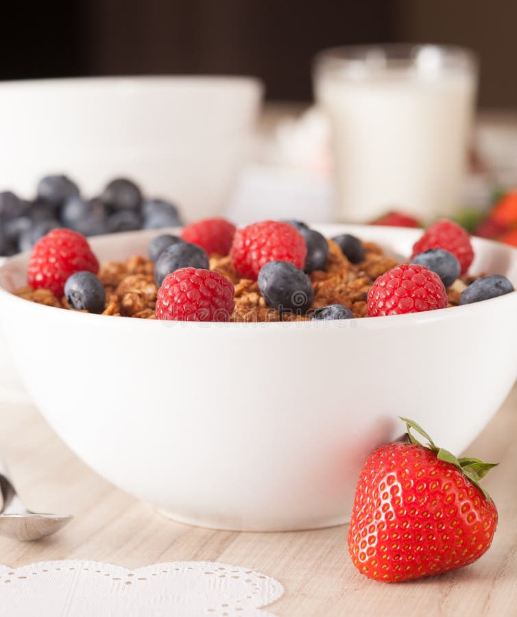 Muesli with berries stock photo. Image of juicy, plate - 33124056